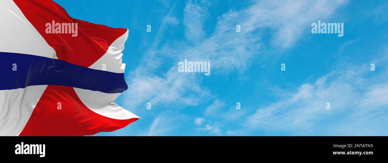 official flag of General Command of Gendarmerie Turkey at cloudy sky ...