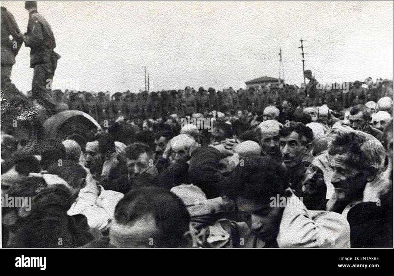 Liquidation of the Białystok Ghetto, 15–20 August 1943. Jewish men with ...