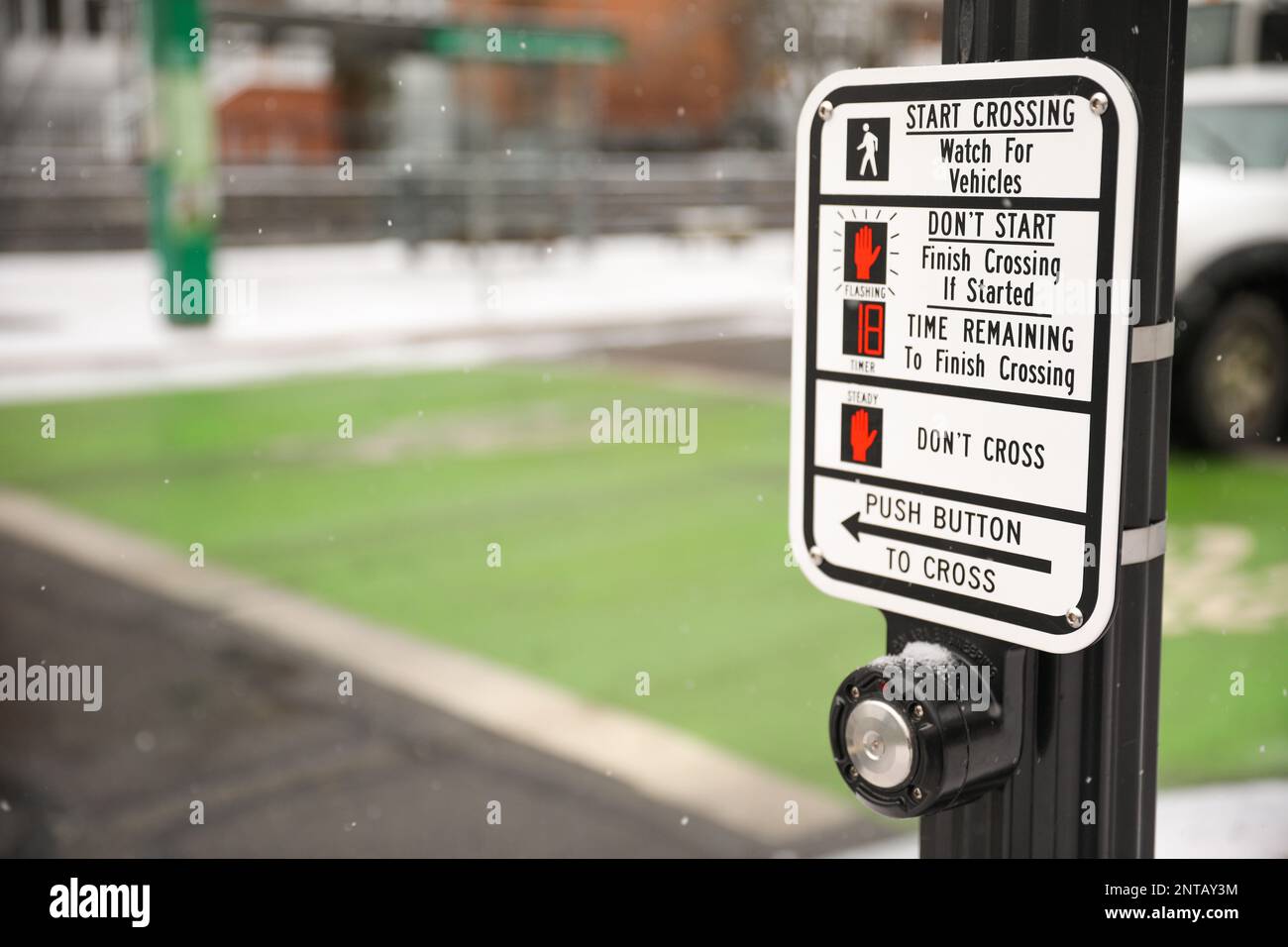 pedestrian walkway go and stop traffic signal in red and yellow Stock ...