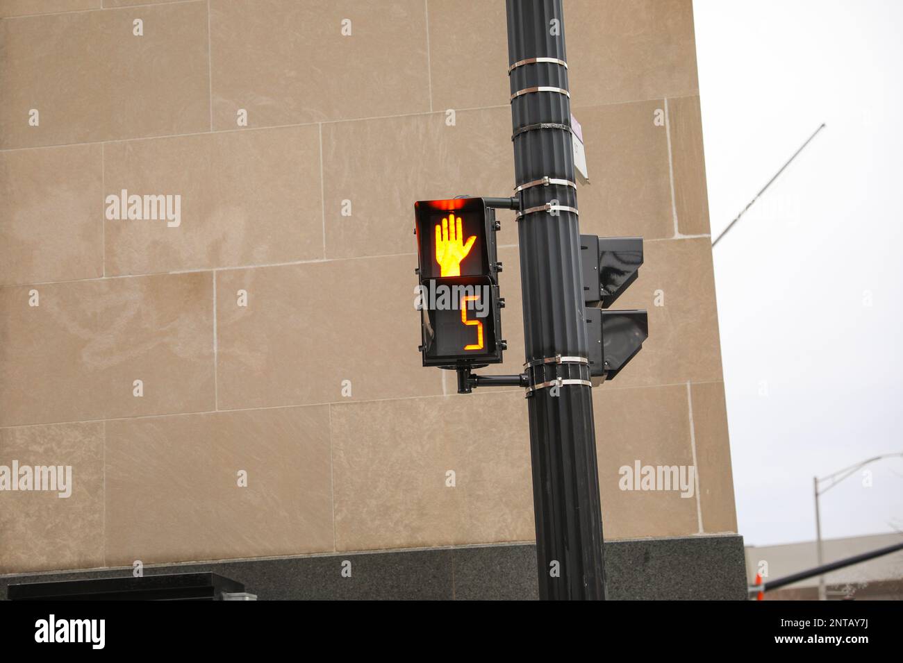 pedestrian walkway go and stop traffic signal in red and yellow Stock ...