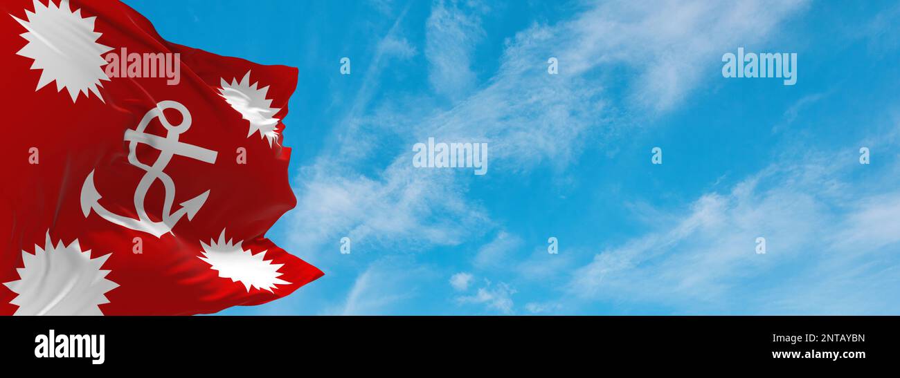 official flag of Naval Forces Command Turkey at cloudy sky background ...