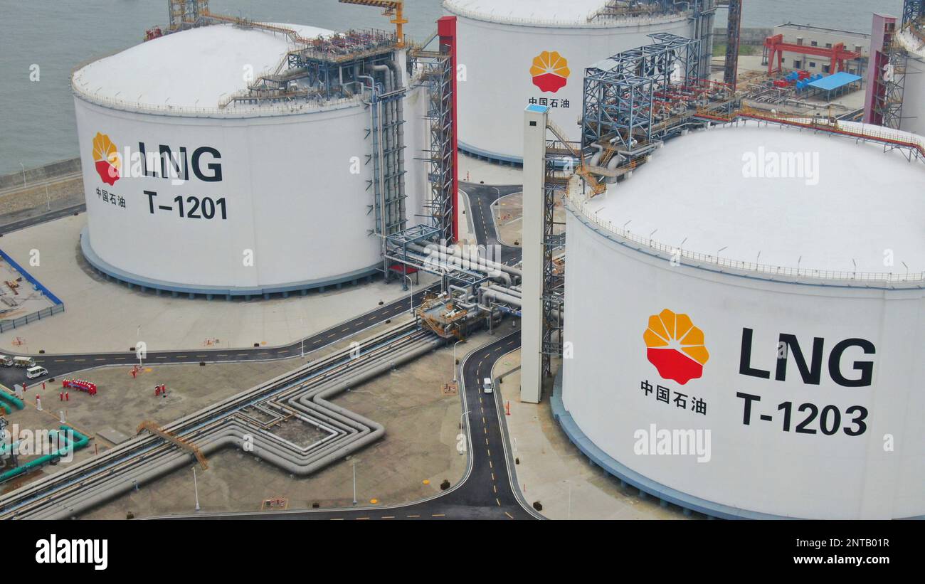 A view of the storage facilities at PetroChina's LNG reception terminal ...