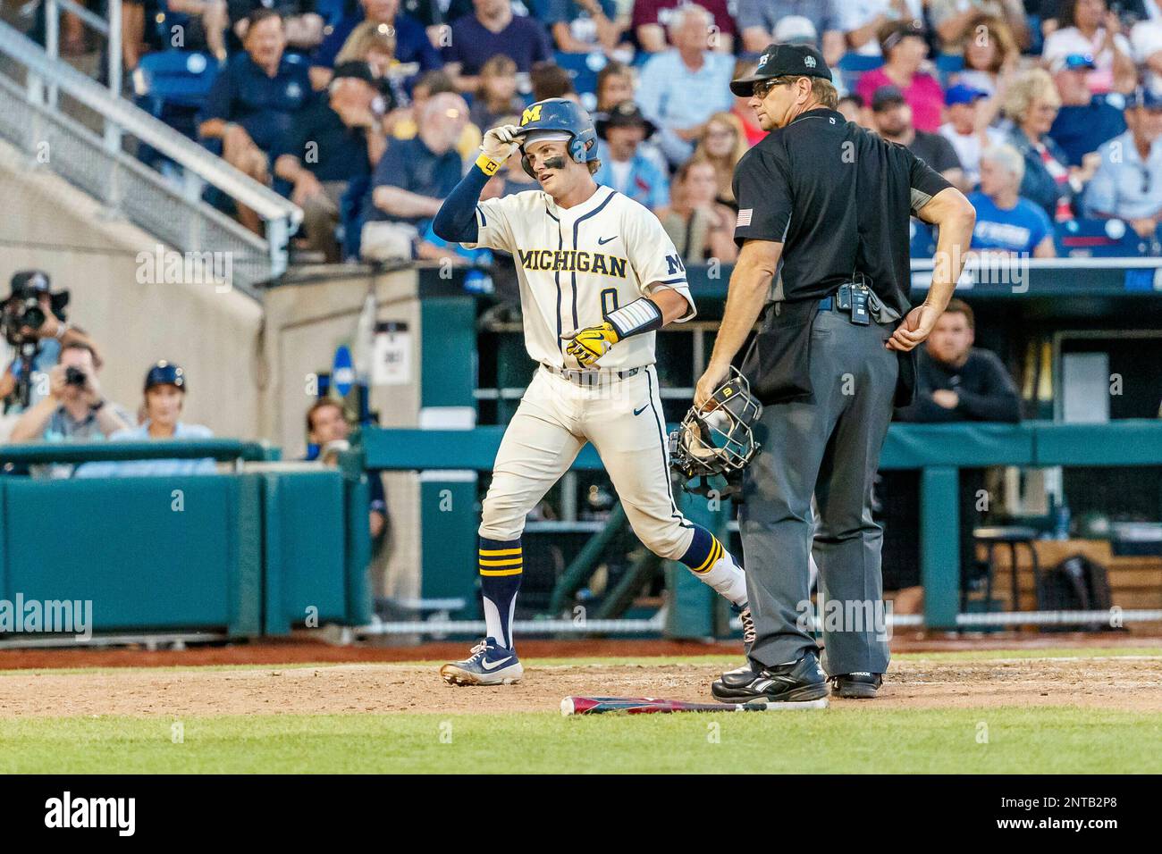 June 24, 2019 - Omaha, NE U.S. - Michigan's Joe Donovan #0 steps on ...
