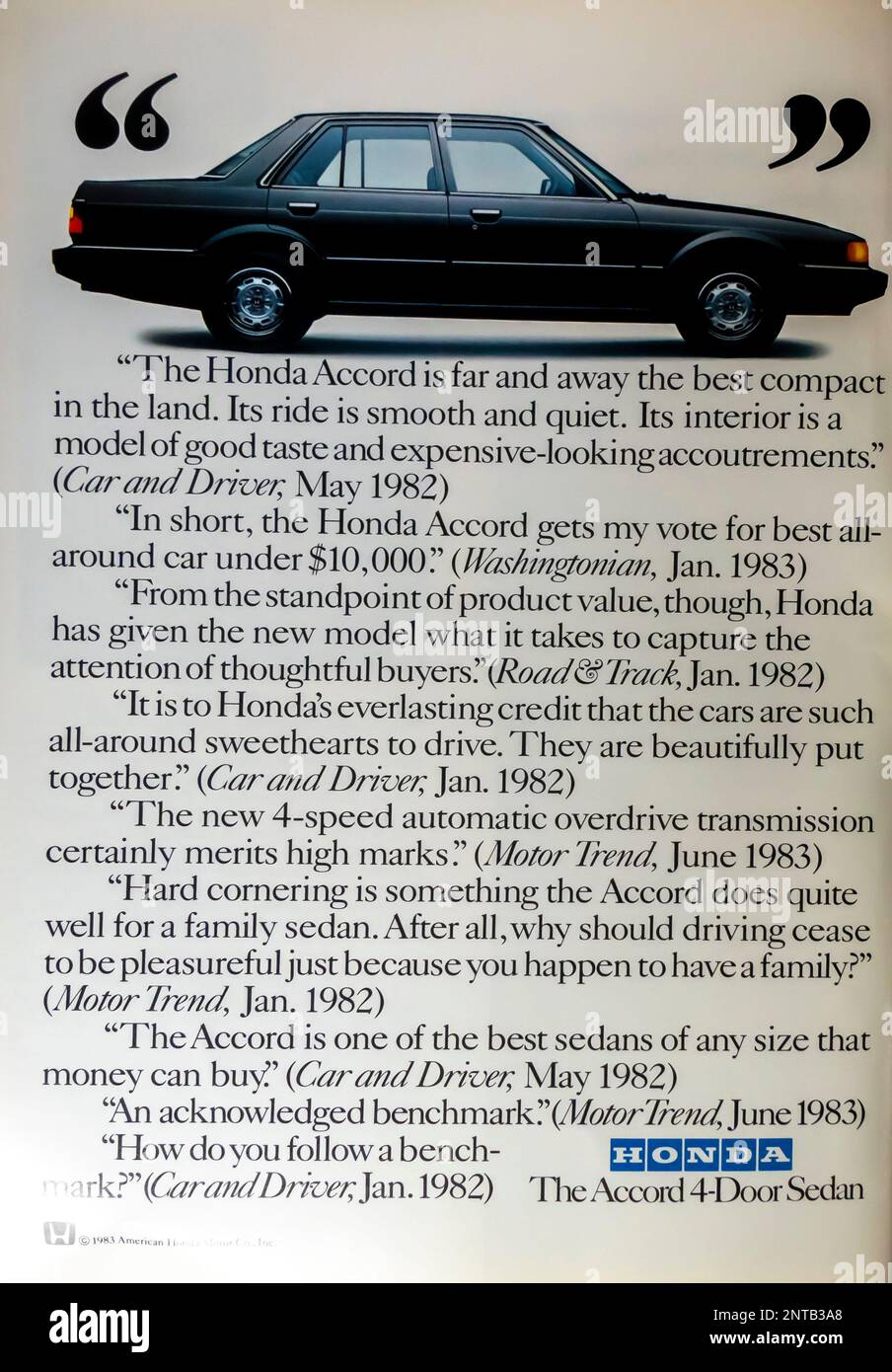 Honda advert in a NatGeo magazine, November 1983. Honda accord 4-door ...