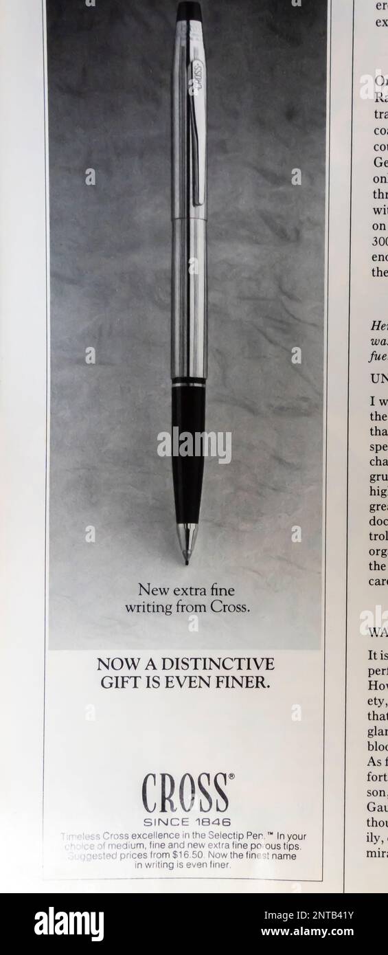 Cross pen advert in a NatGeo magazine, November 1983 Stock Photo - Alamy