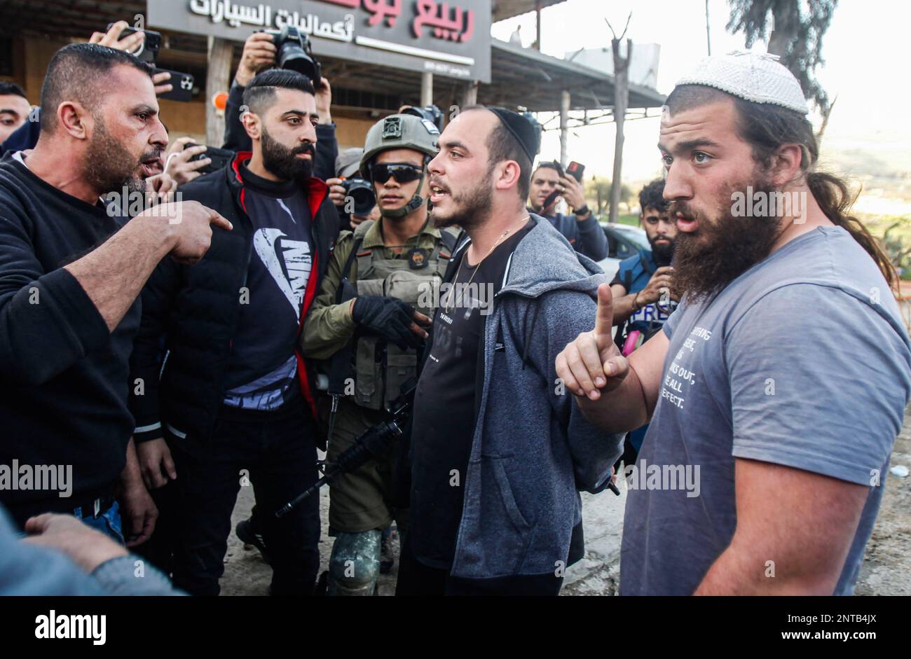 Nablus, Palestine. 27th Feb, 2023. Jewish settlers confront ...
