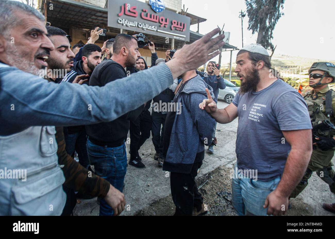 Nablus, Palestine. 27th Feb, 2023. Jewish settlers confront ...