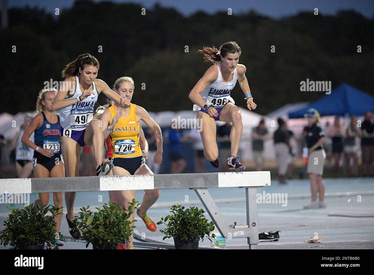 Furman's Gabrielle Jennings (497) and Kristlin Gear (496) and La Salle ...