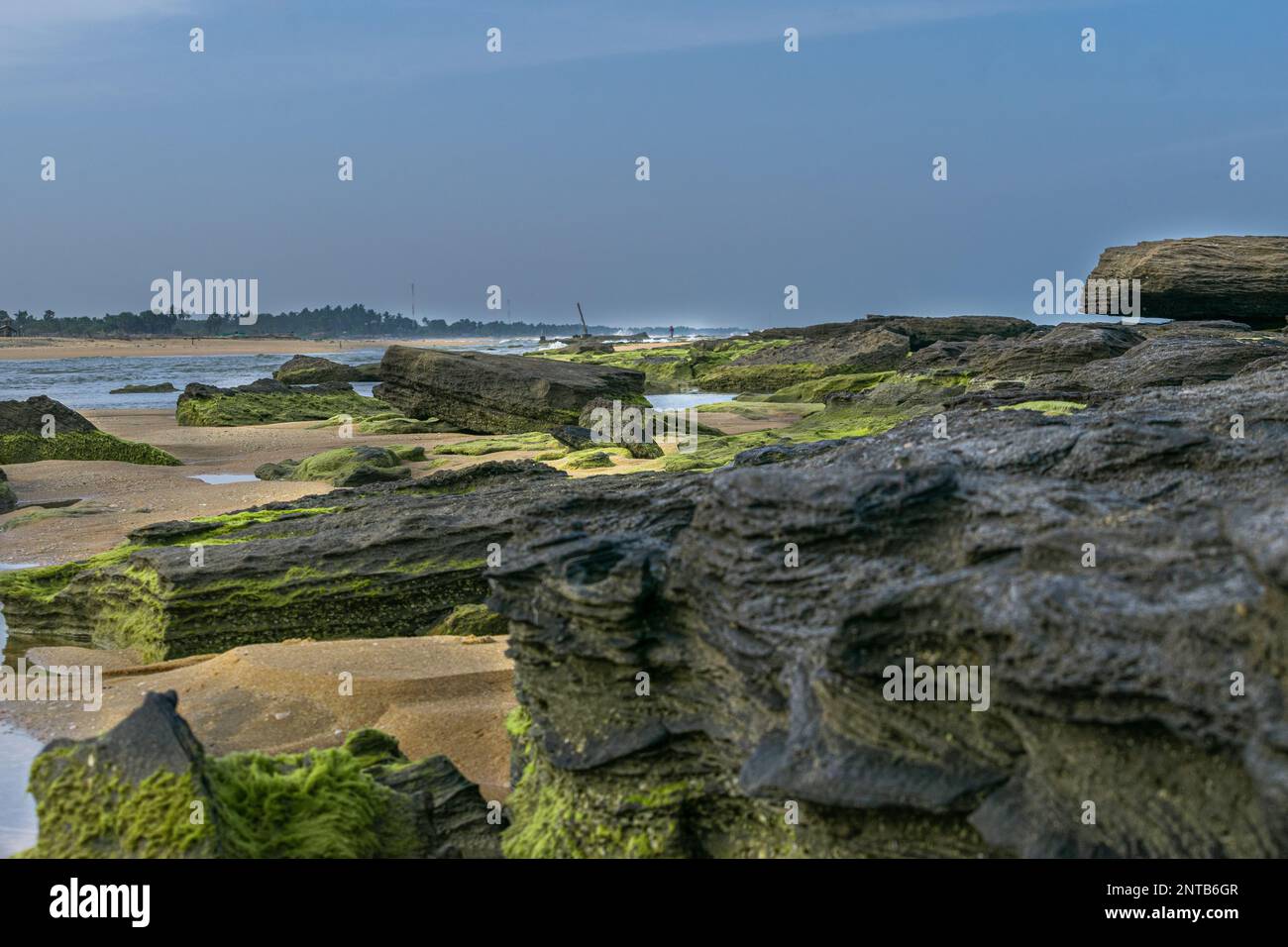 beautiful seascape photograph, the photo foreground is black color ...