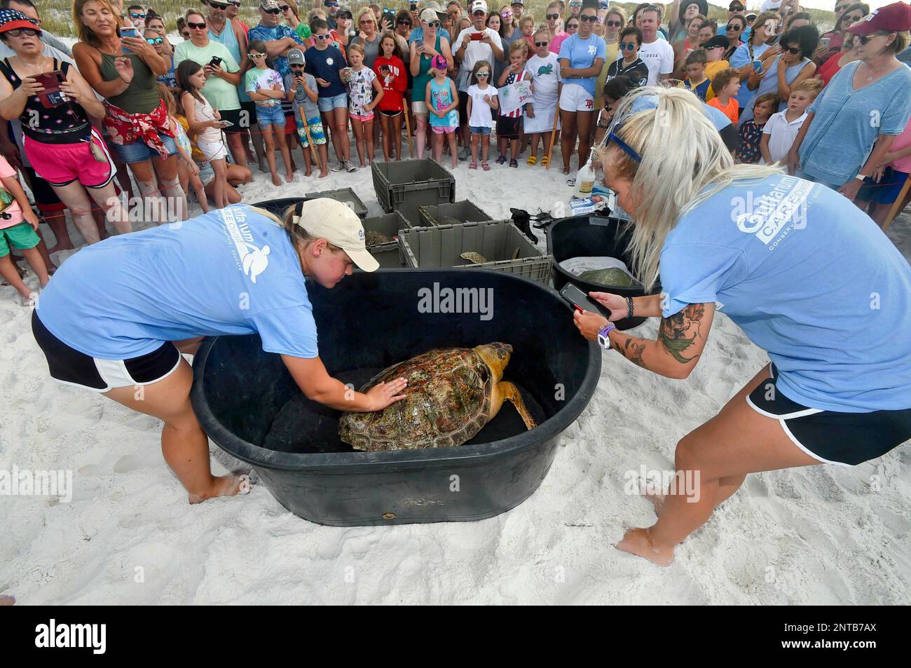 Malory Huck, left, and Kelsey Joiner with the Gulfarium Marine ...
