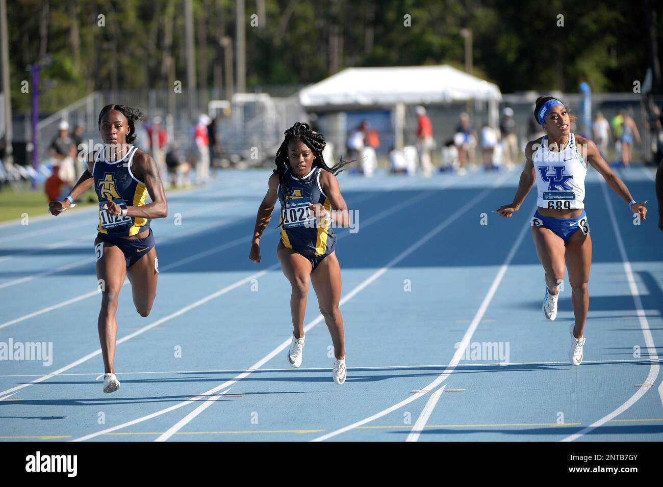 North Carolina A&T's Kayla White (1022), Cambrea Sturgis (1020) and ...