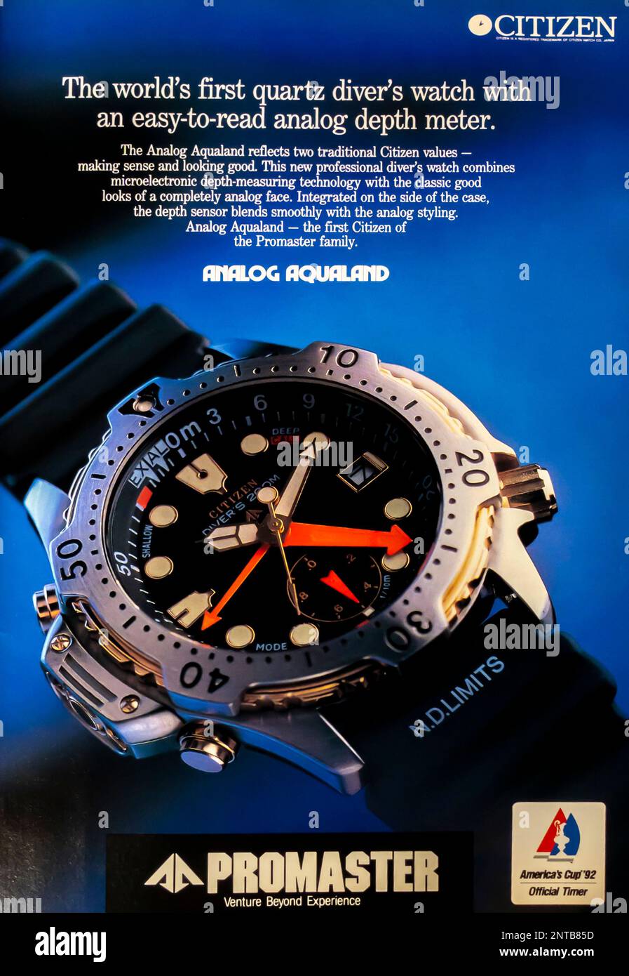 1992 Citizen Promaster Analog Aqualand watch print ad Stock Photo - Alamy