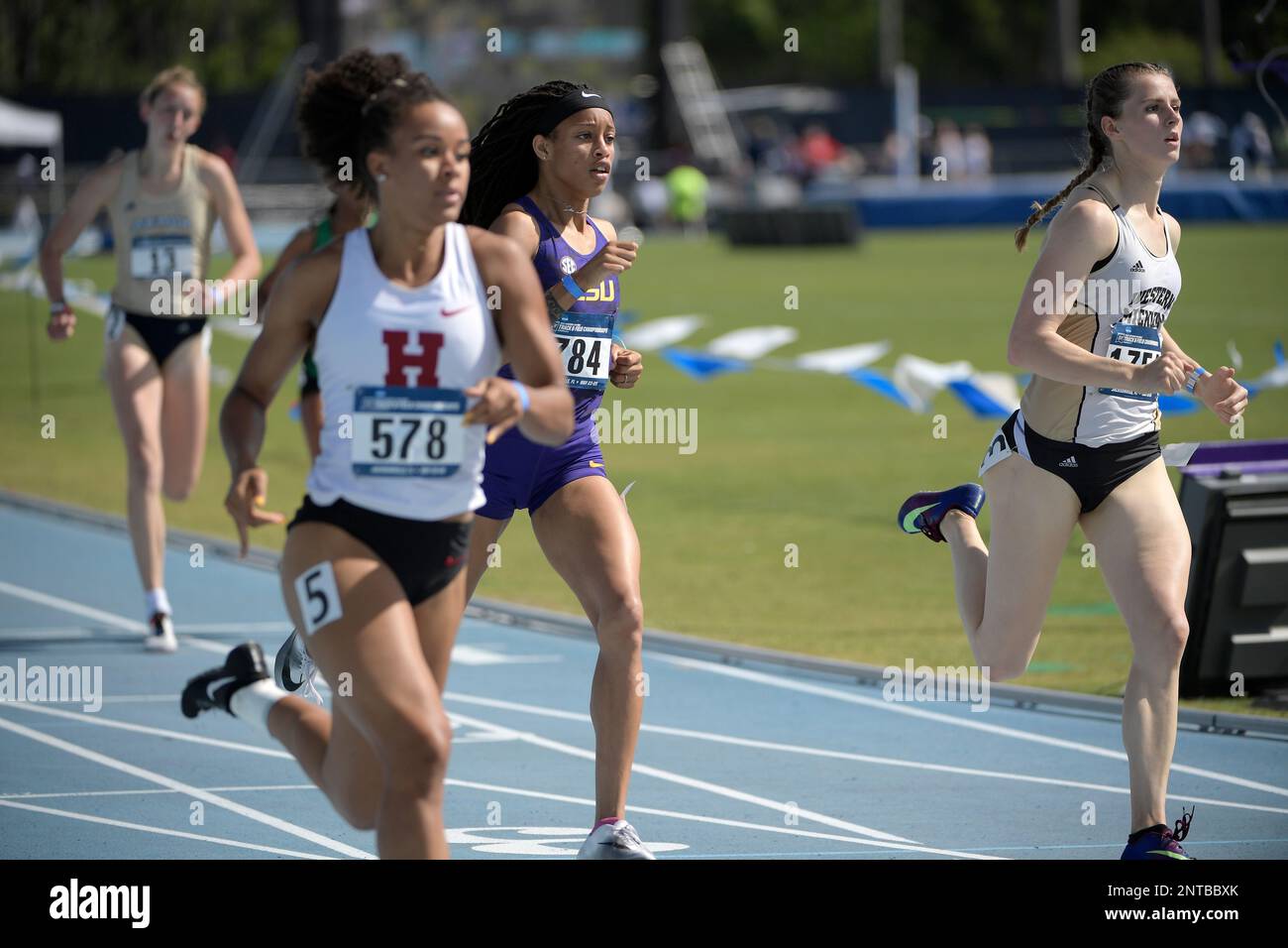 Harvard's Maya Miklos (578), LSU's Jurnee Woodward (784) and Western ...