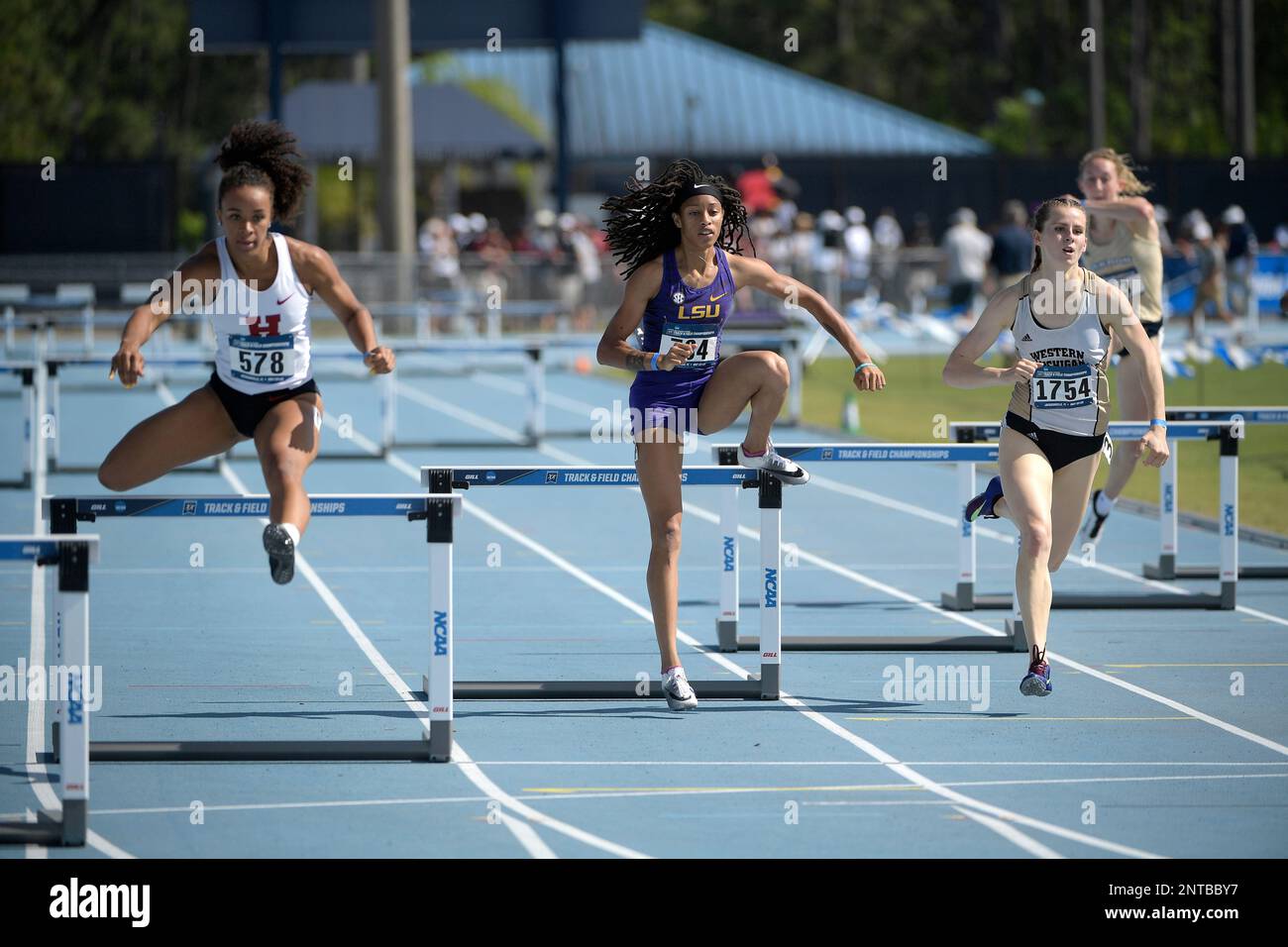 Harvard's Maya Miklos (578), LSU's Jurnee Woodward (784) and Western ...