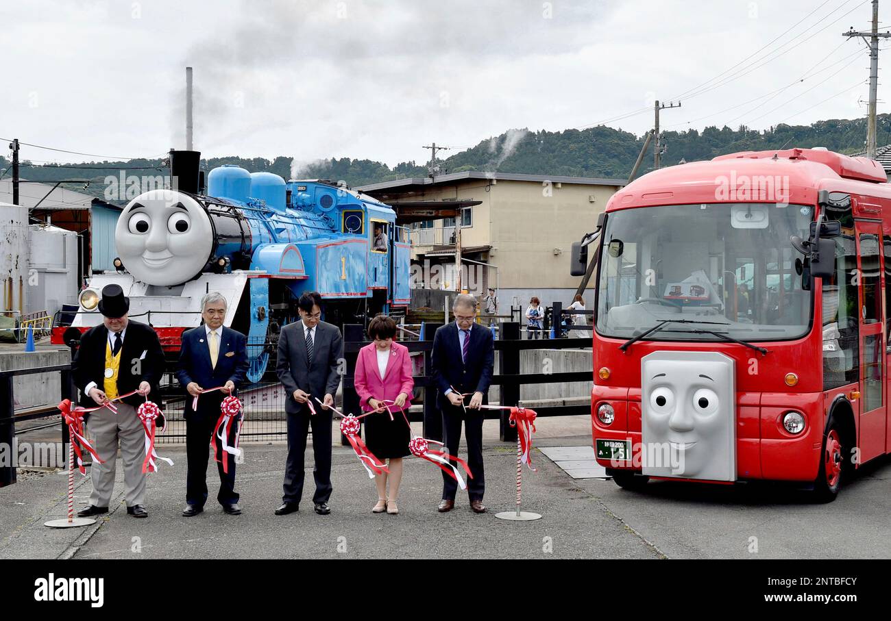 Thomas the Tank Engine of Oigawa Railway parks at Shinkanaya Station in ...