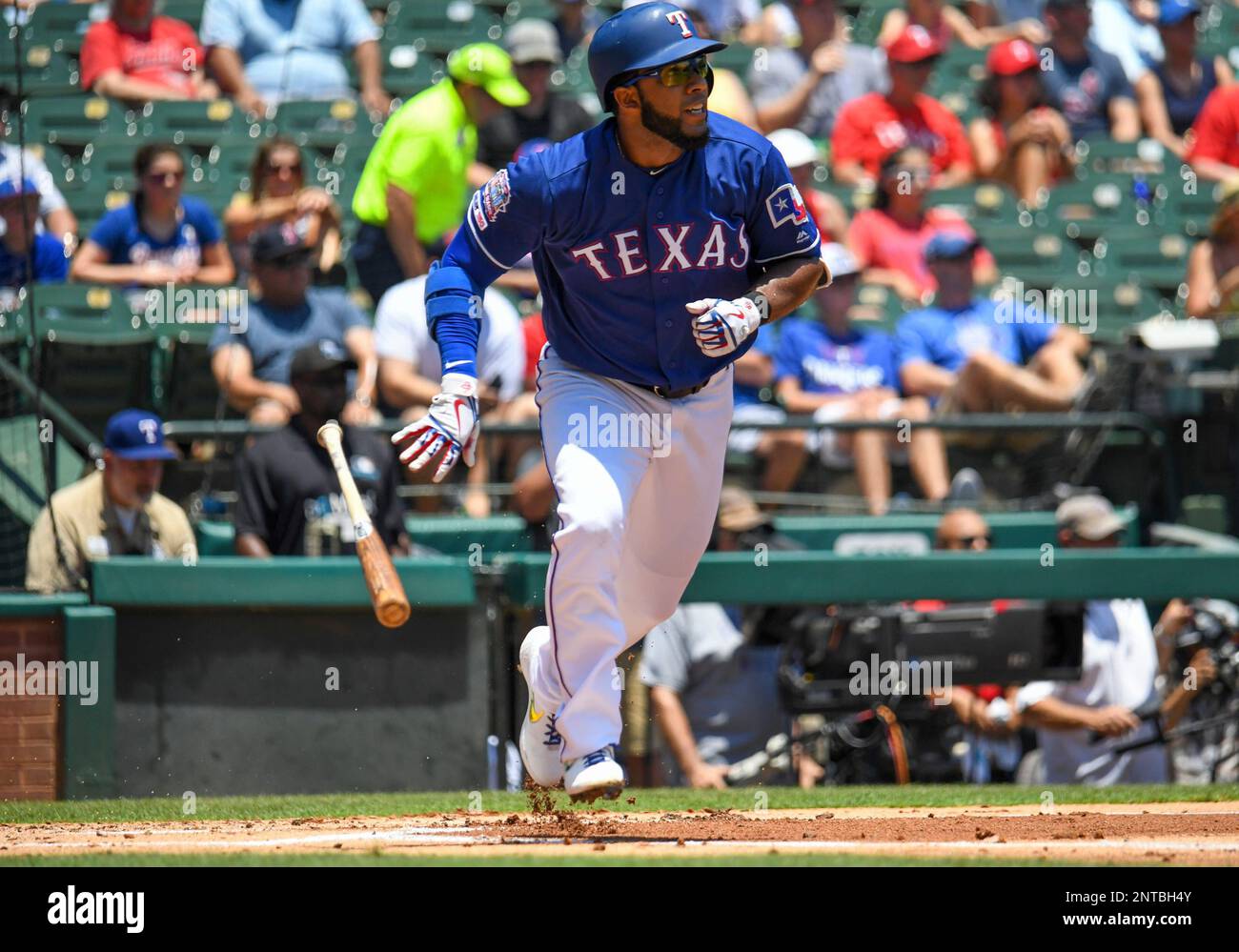 June 20, 2019: Texas Rangers shortstop Elvis Andrus #1 hits a double in ...