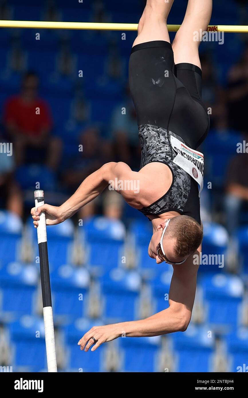 Sam Kendricks of the U.S competes in the men's pole vault event at the ...