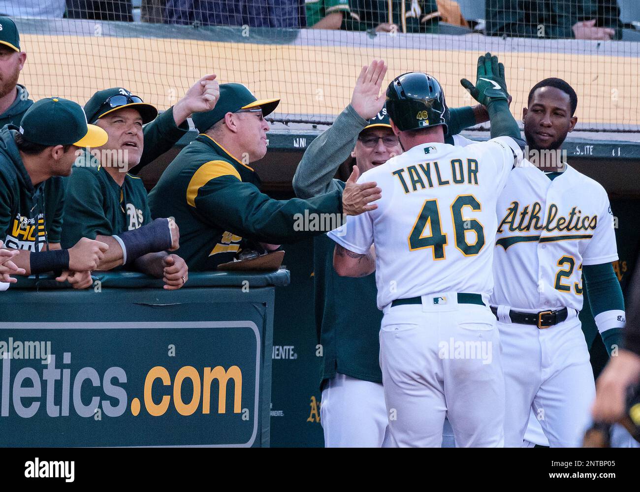 OAKLAND, CA - JUNE 18: Oakland Athletics manager Bob Melvin (6) gives ...