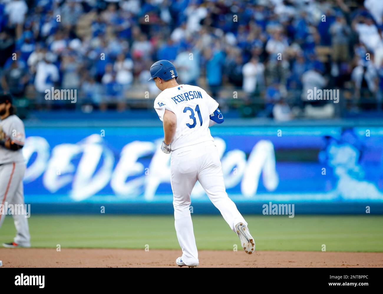 LOS ANGELES, CA - JUNE 18: Los Angeles Dodgers outfielder Joc Pederson (31) hits a home run ...