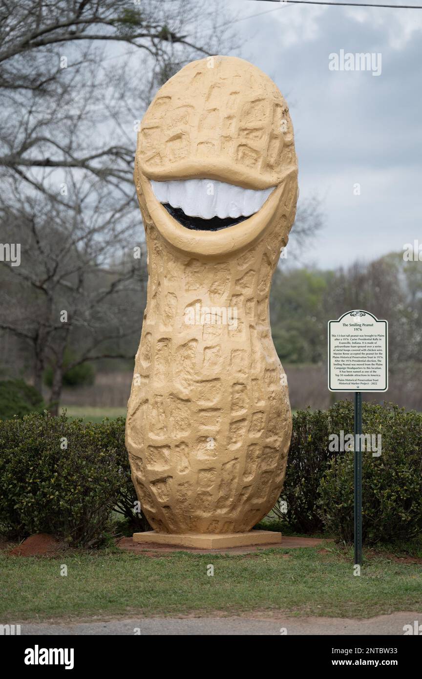 Plains, United States. 27th Feb, 2023. 'The Smiling Peanut' is shown as ...