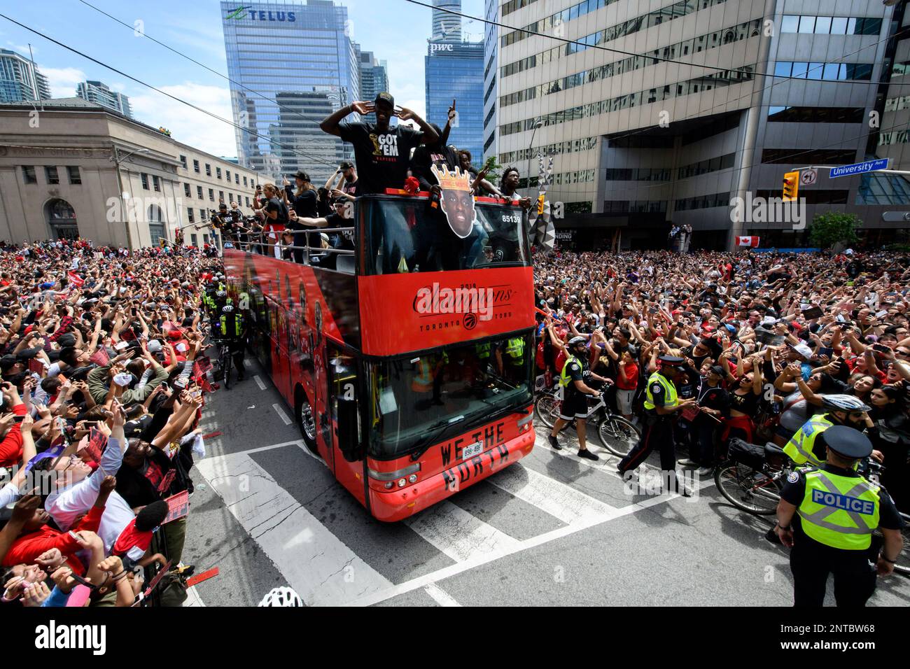 TORONTO, ON - JUNE 17: Toronto Raptors player Pascal Siakam rides on ...