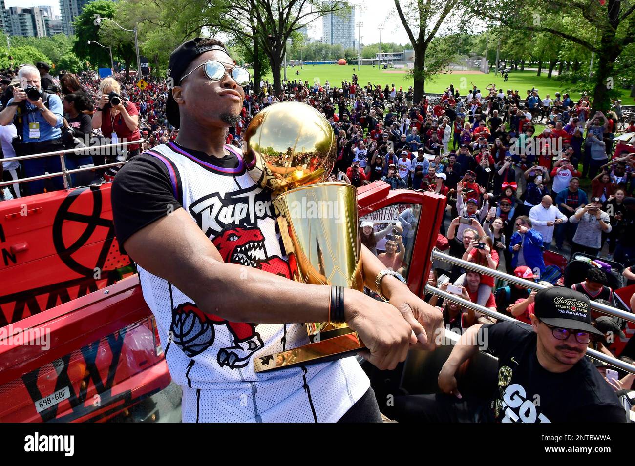 Toronto Raptors guard Kyle Lowry holds the Larry O'Brien Championship ...