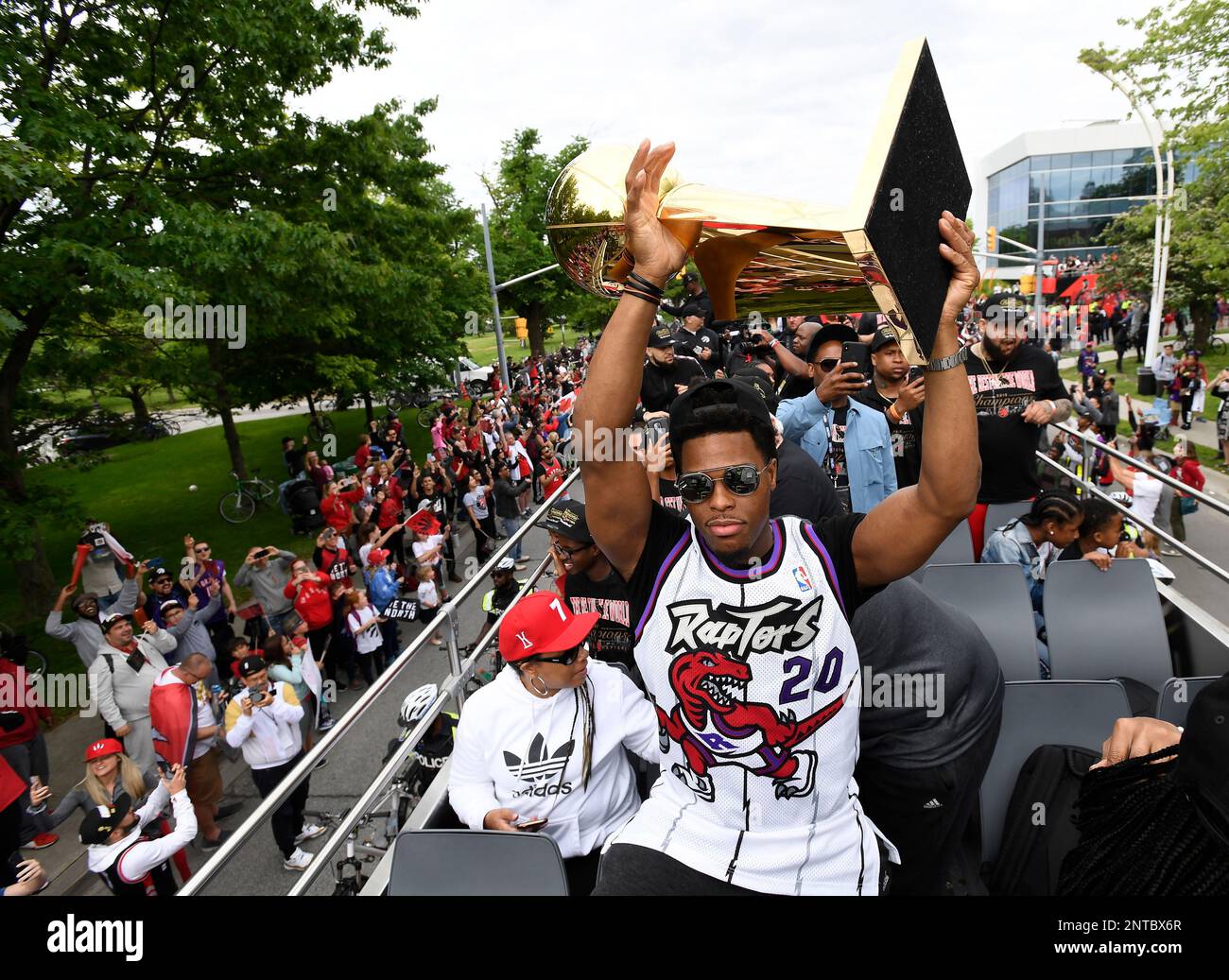 Toronto Raptors guard Kyle Lowry hoists the Larry O'Brien Championship ...