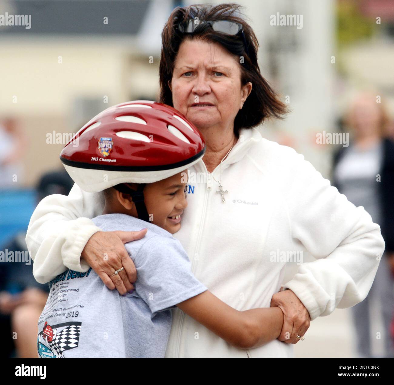 Barbara Hutchison hugs her grandson Carter Morris on Saturday, June 15 ...