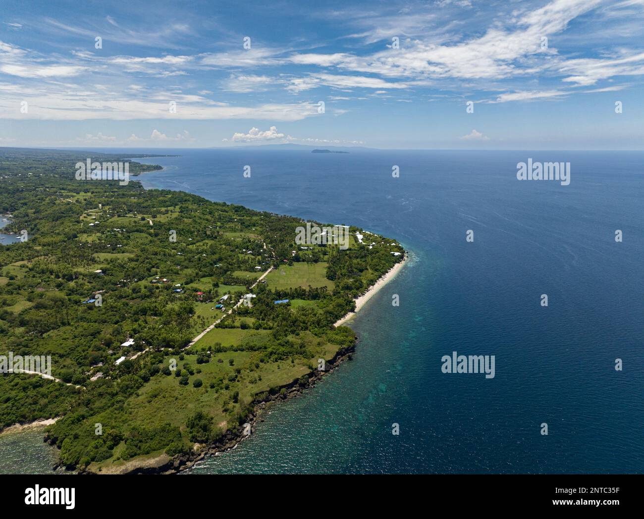 Coastline of Negros island and blue sea. Seascape: Ocean and blue sky ...