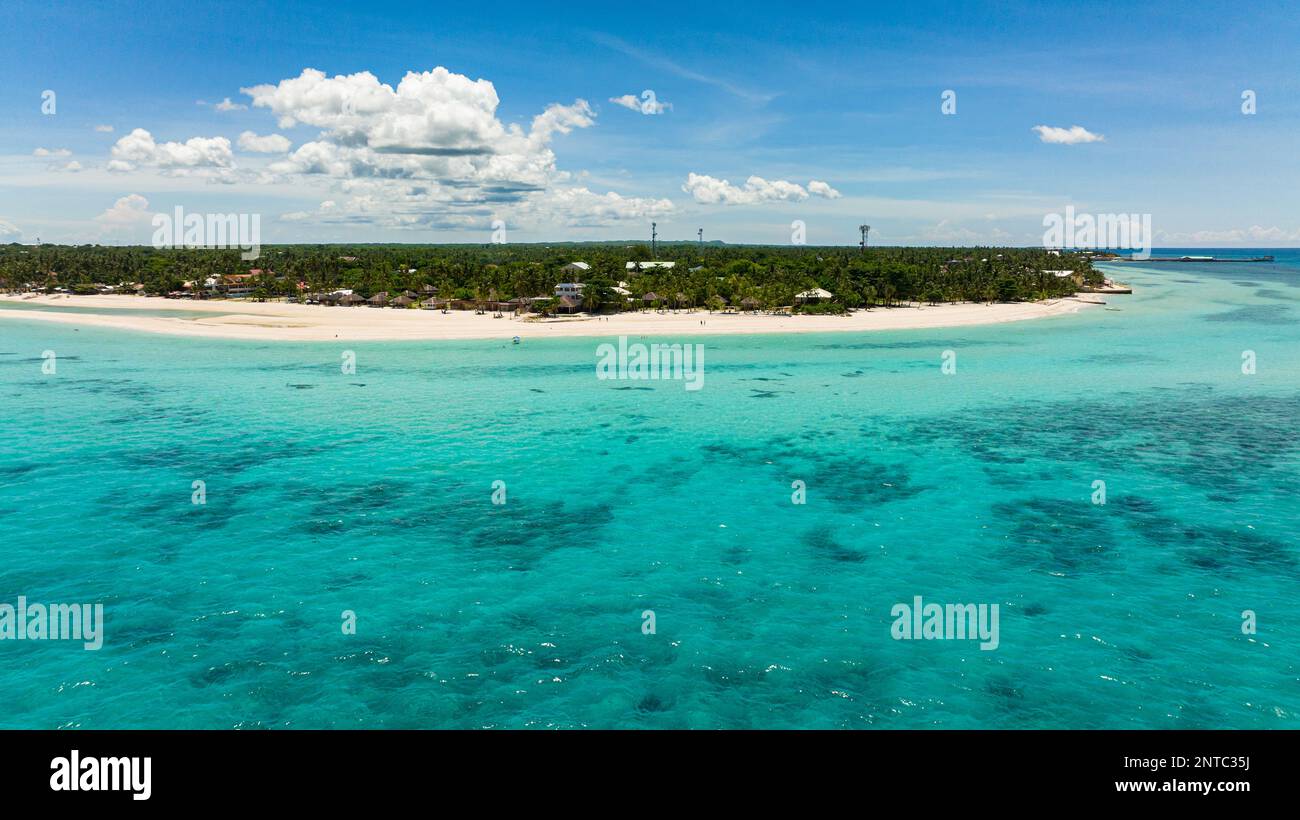 Top view of tropical island and a beautiful beach. Bantayan island ...