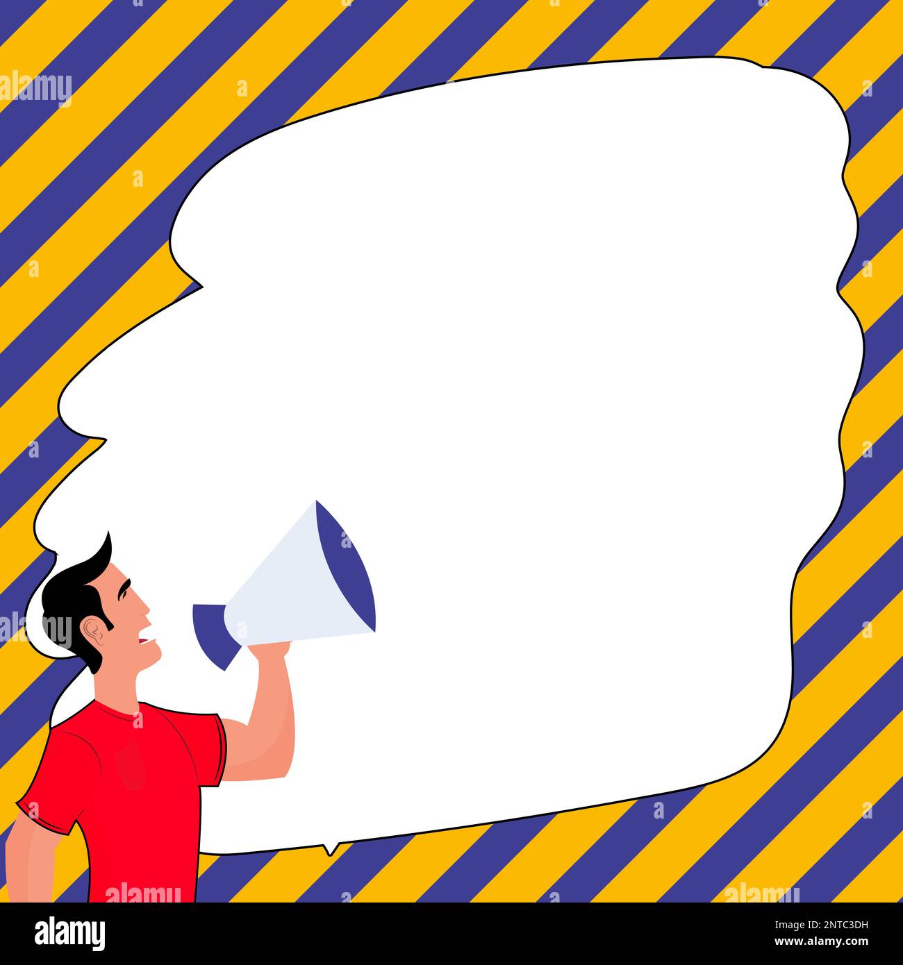 Man holding megaphone in hand and presenting important information. Big ...