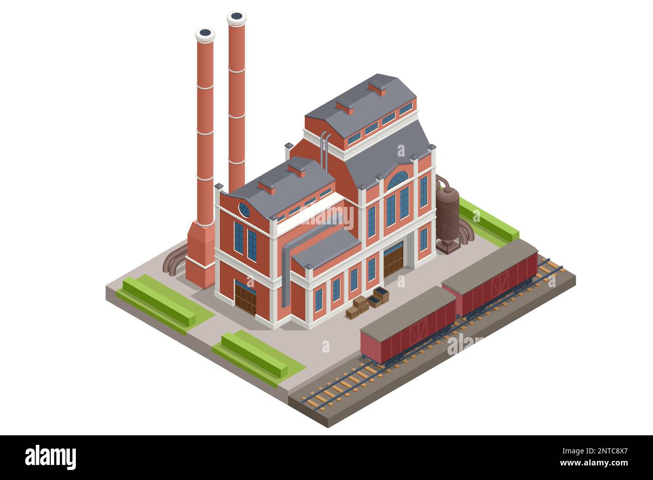 Isometric Industrial plant, factory. Vintage building. Old beer factory ...