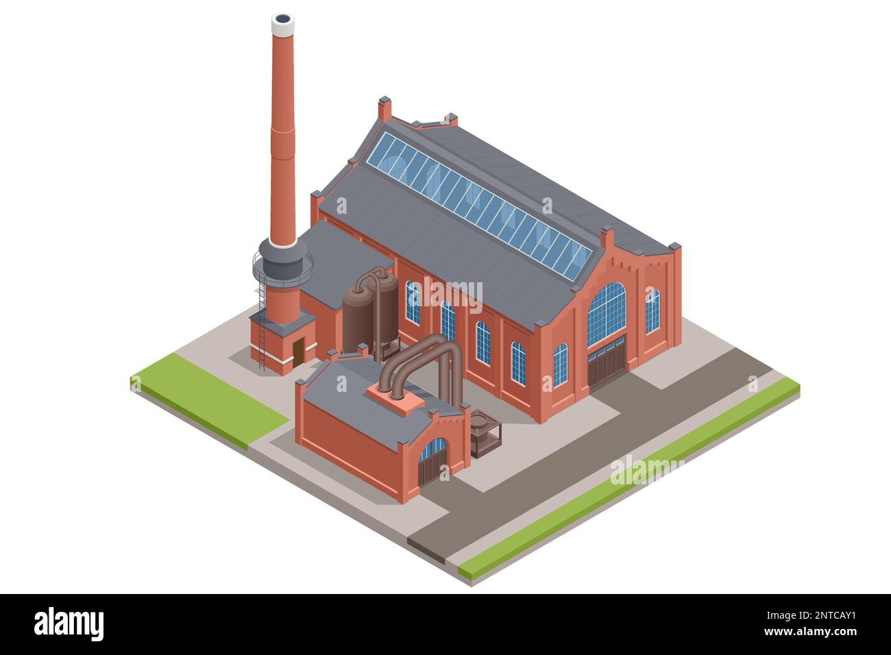 Isometric Industrial plant, factory. Vintage building. Old beer factory ...