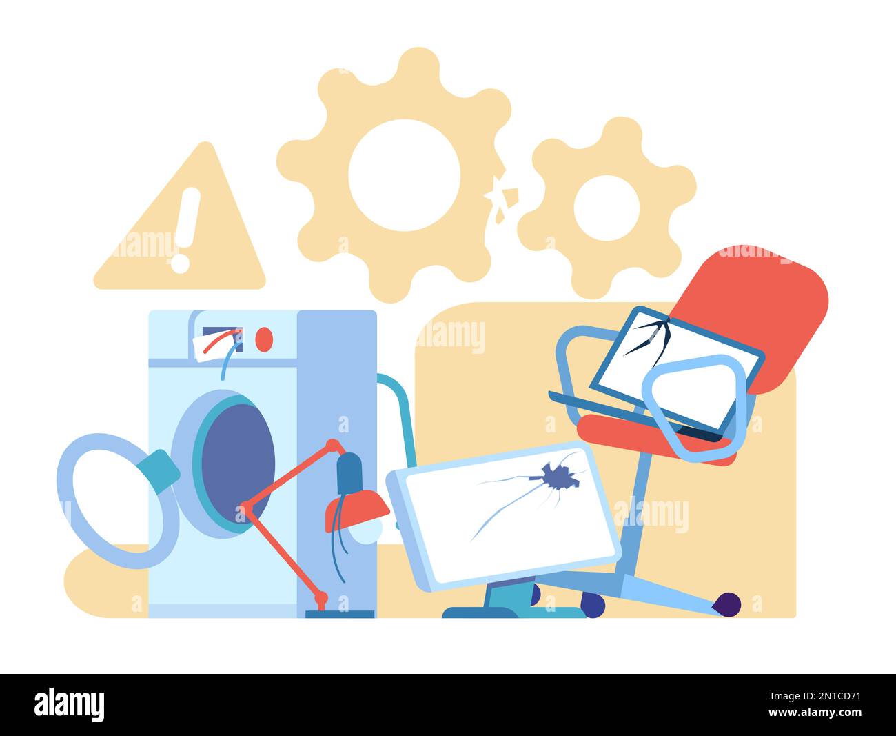 Defective product. Broken electronics in stock. Fractured household ...