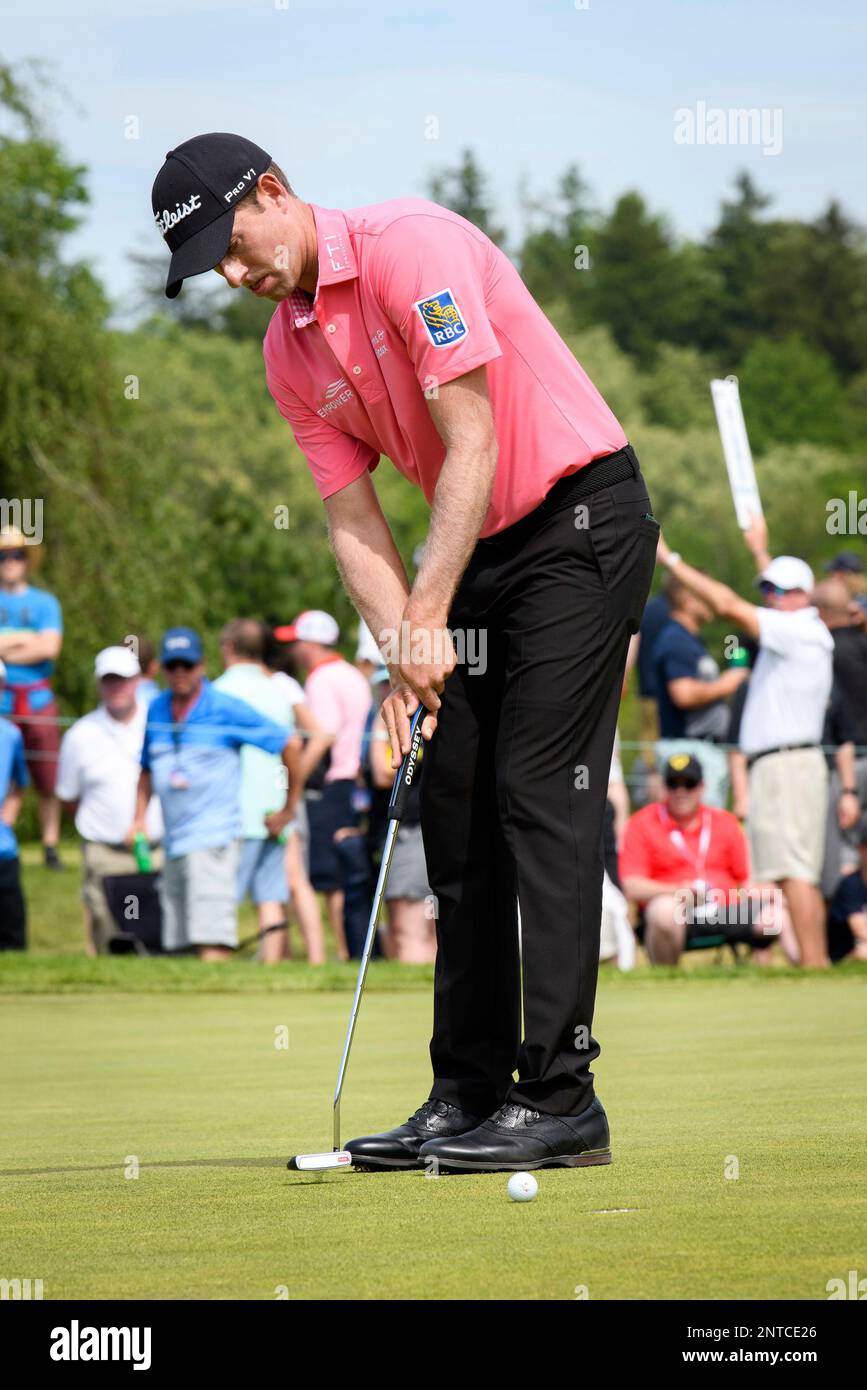 ANCASTER, ON - JUNE 09: Webb Simpson putts during the final round of ...