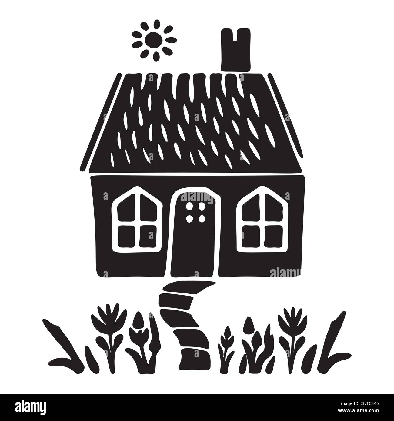 Cute rustic cottage motif in homestead vintage style. Vector ...