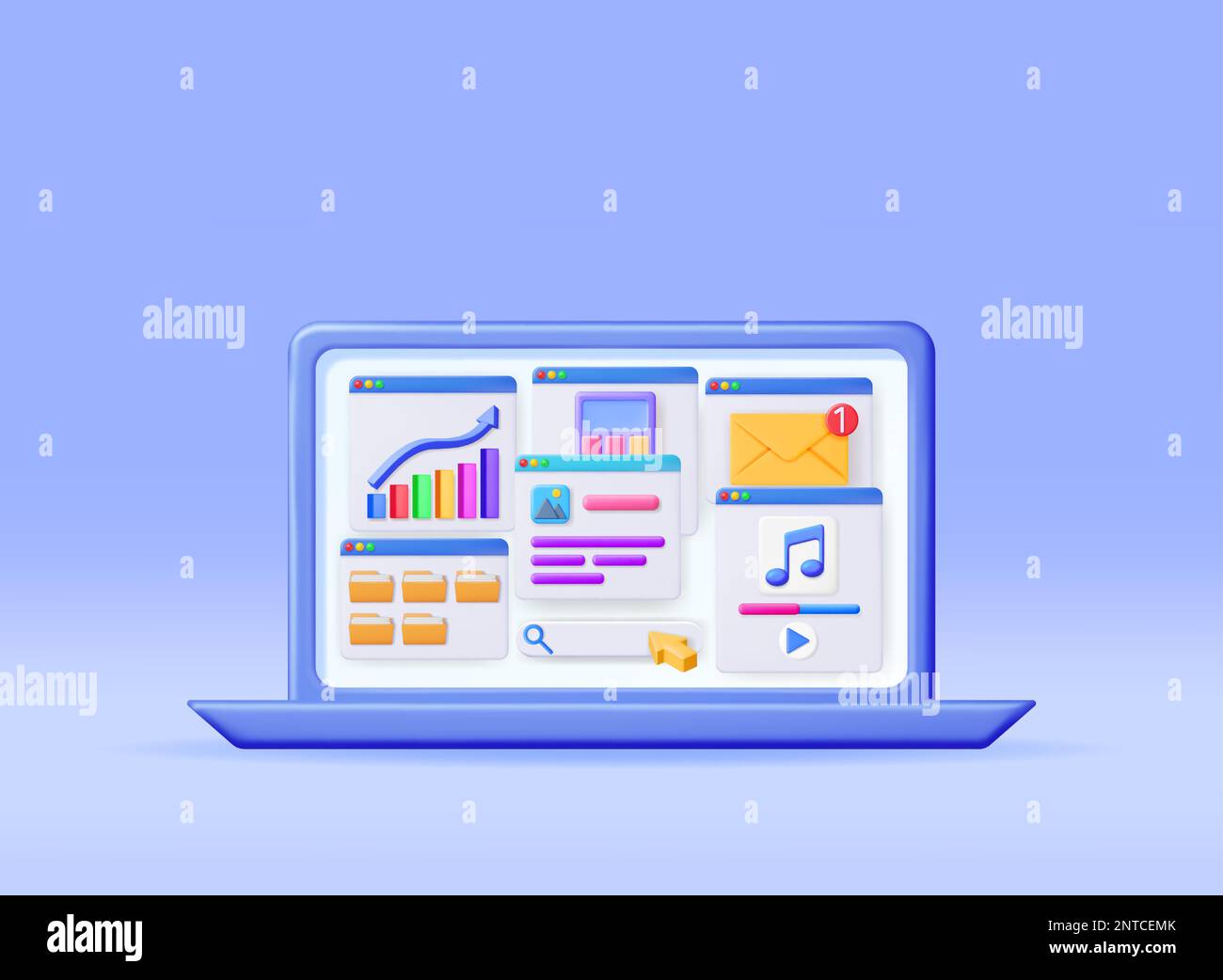 3D Laptop Application Windows Interface Stock Vector Image & Art - Alamy