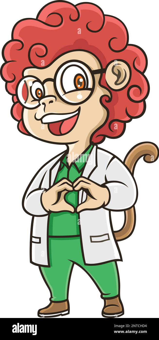 Monkey Doctor with Heart Sign from Her Hands Stock Vector Image & Art ...