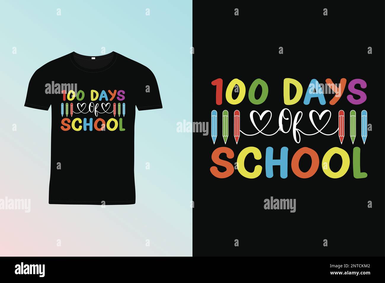 100 Days Of School T-Shirt Design | 100 Days Of School SVG Stock Vector ...