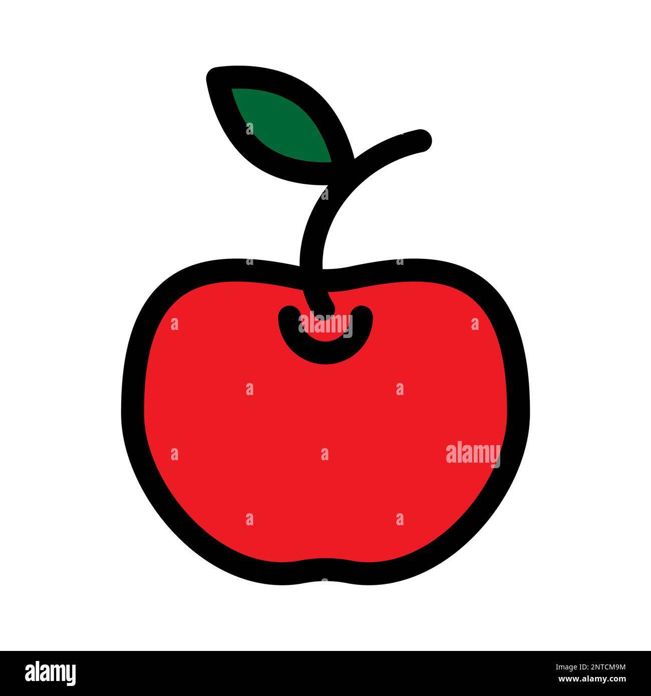 Apple fruit line icon isolated on white background. Black flat thin ...