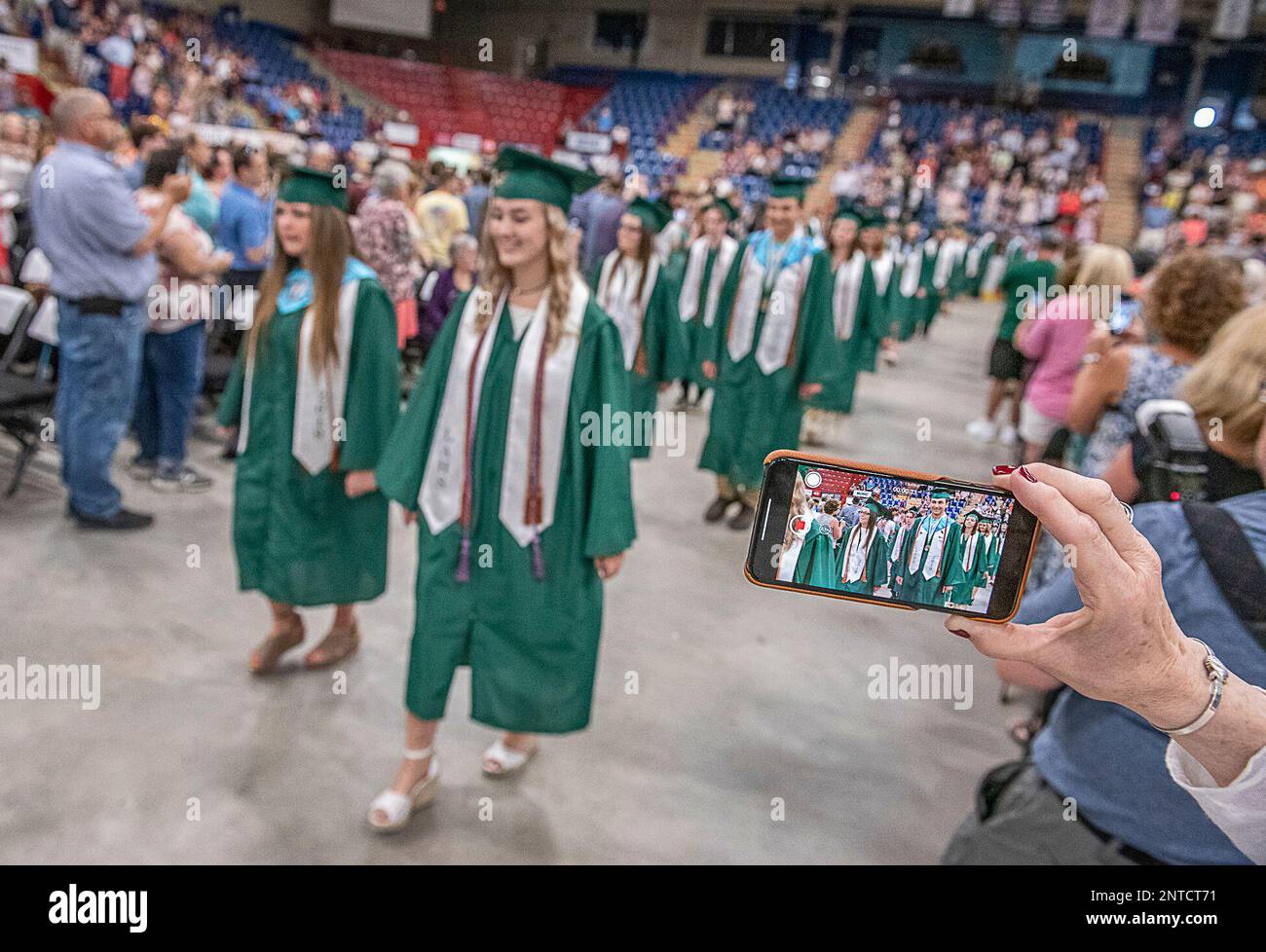 Graduates march into the Leavitt Area High School graduation at the ...