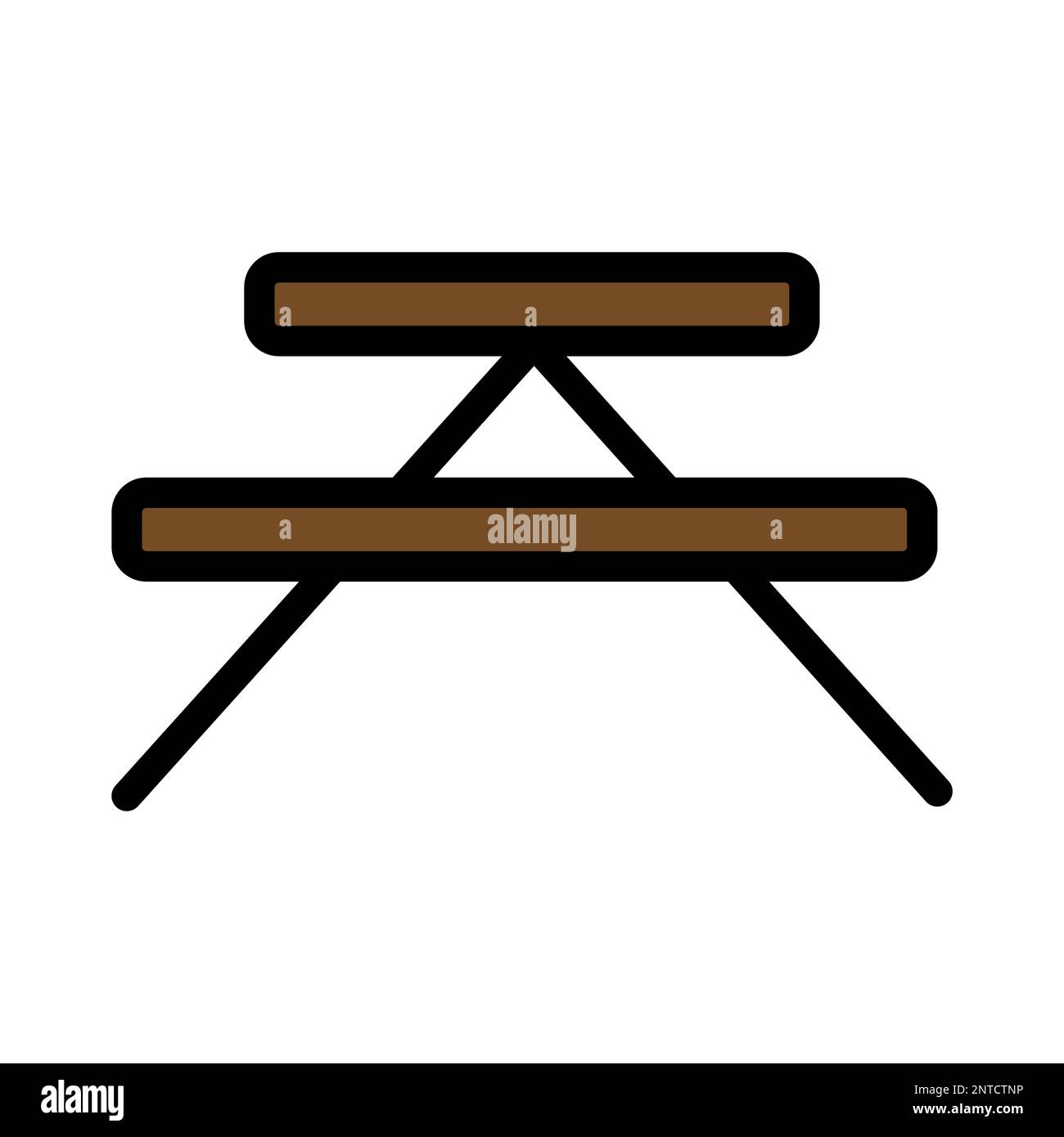 Picnic table line icon isolated on white background. Black flat thin ...
