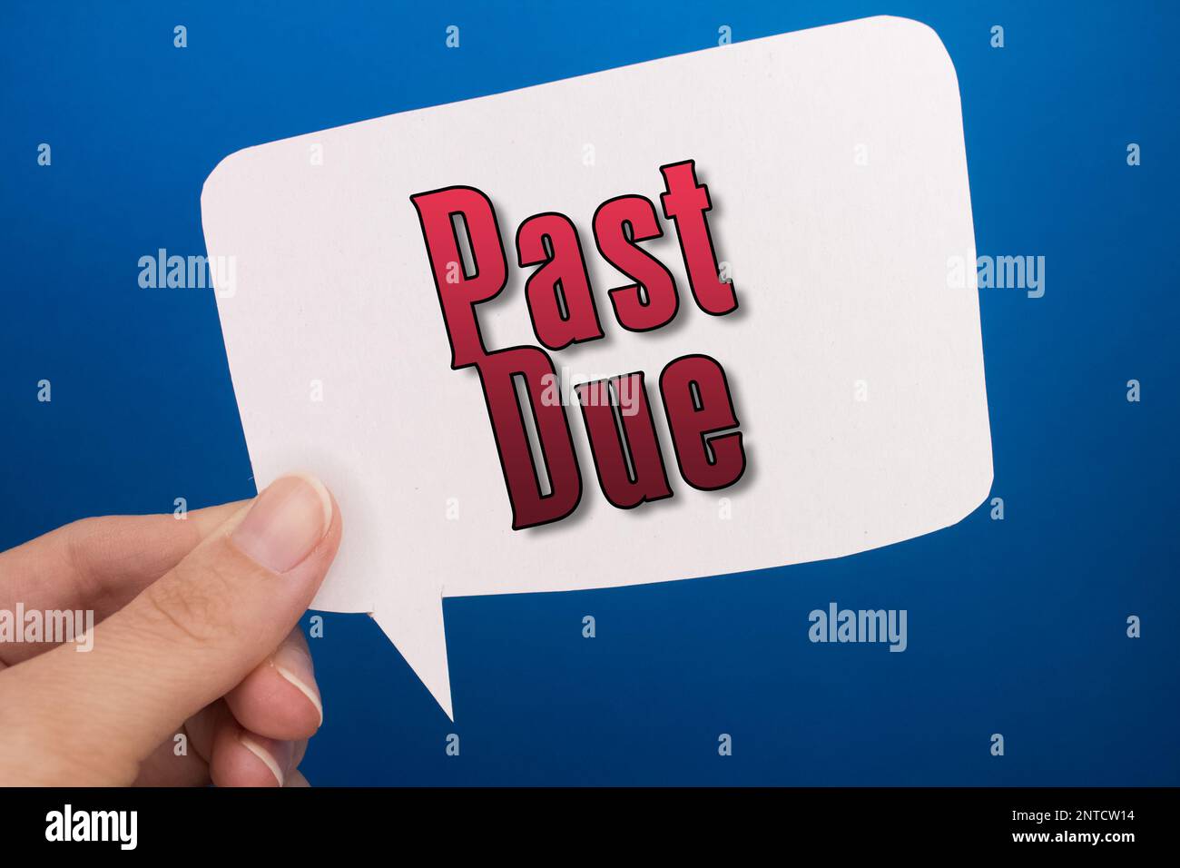 Speech bubble in front of colored background with Past Due text Stock ...