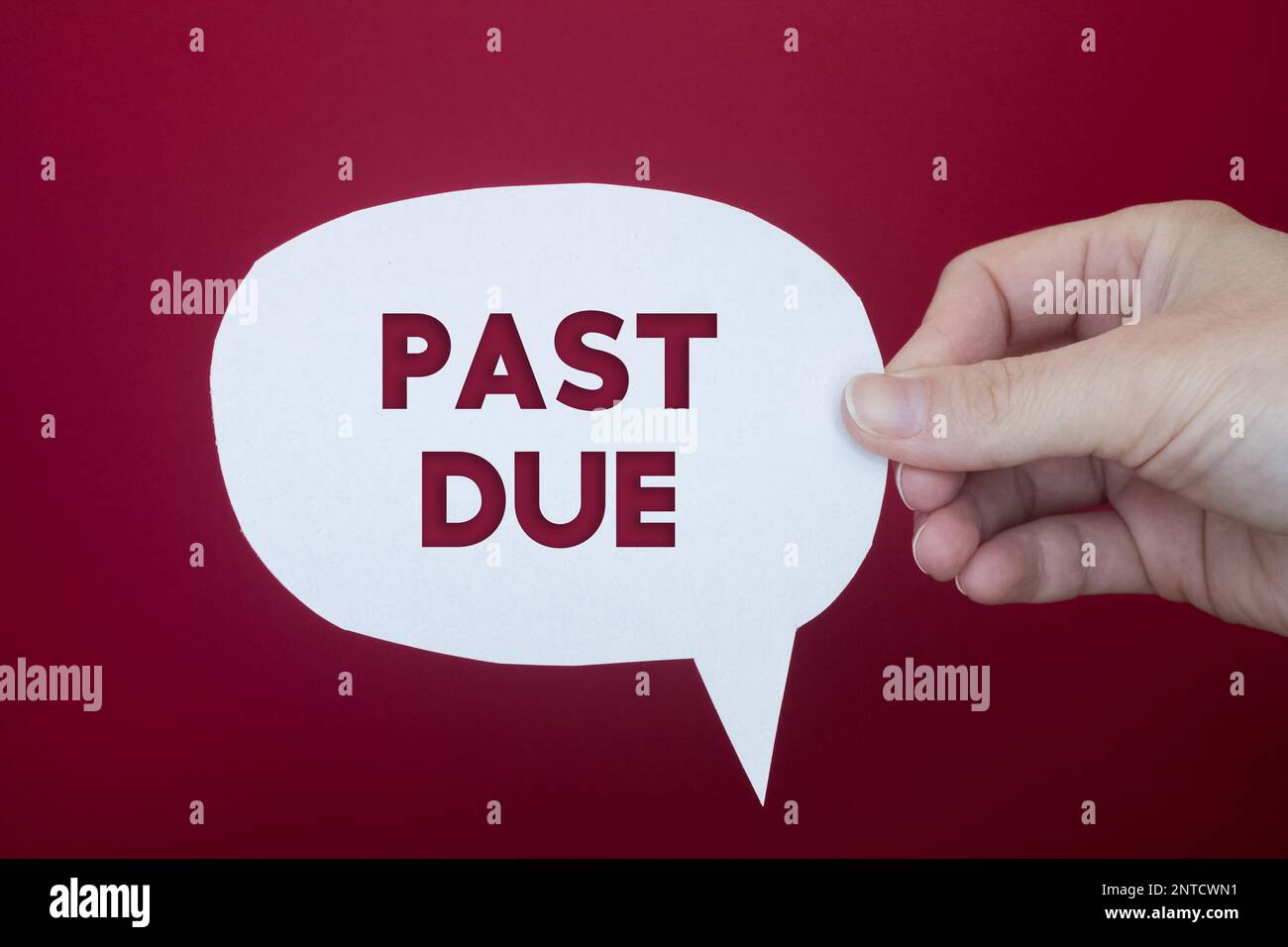 Speech bubble in front of colored background with Past Due text Stock ...