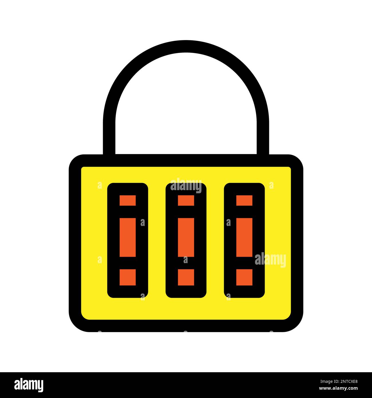Combination lock line icon isolated on white background. Black flat ...