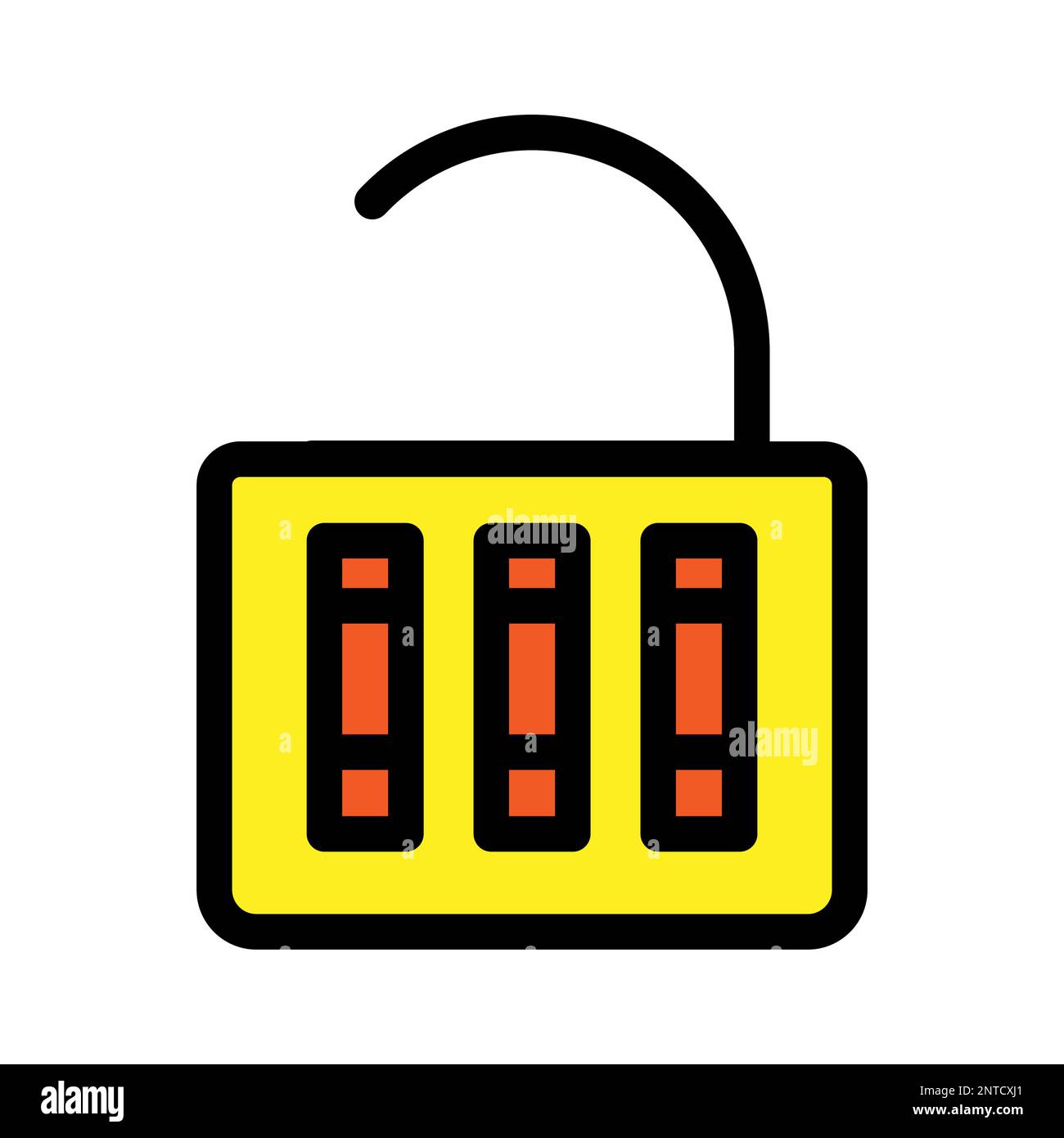 Combination lock open line icon isolated on white background. Black ...