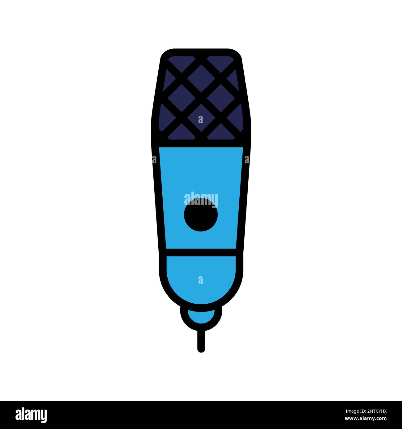 Condenser microphone line icon isolated on white background. Black flat ...