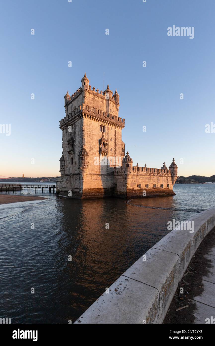 The Torre de Belem, a historic watchtower or defence defence tower ...