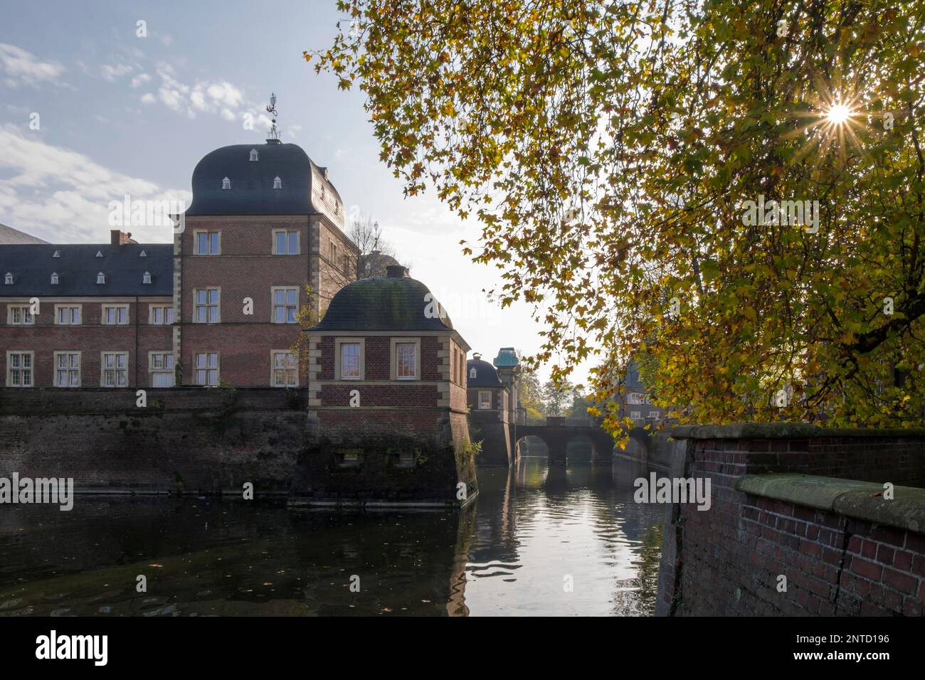 Baroque and moated castle Ahaus, magnificent portal, today seat of the ...