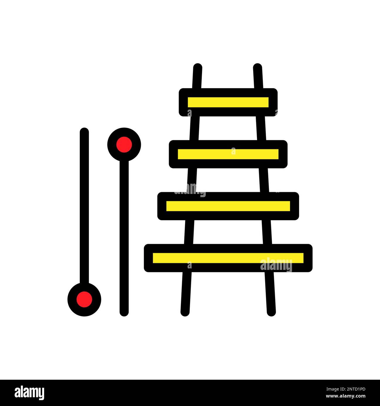 Xylophone line icon isolated on white background. Black flat thin icon ...